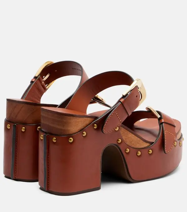 Zimmermann Alight Studded Leather Platform Sandals - Brown