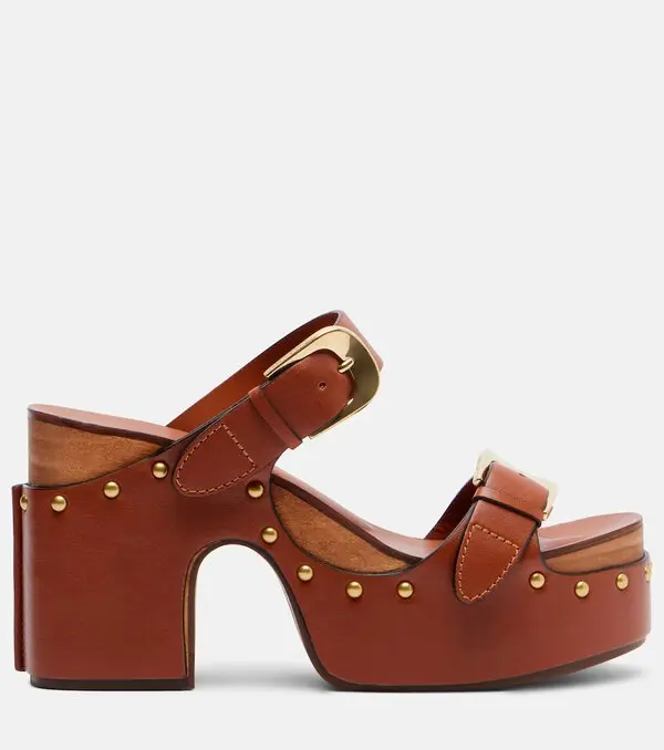 Zimmermann Alight Studded Leather Platform Sandals - Brown