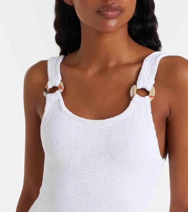 Burberry Checked Ring Detail Swimsuit