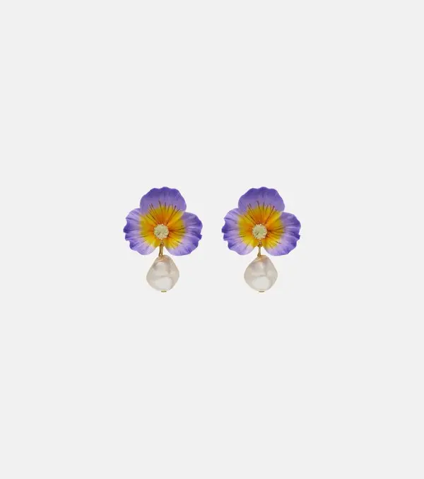 JENNIFER BEHR Embellished Floral Drop Earrings - Purple