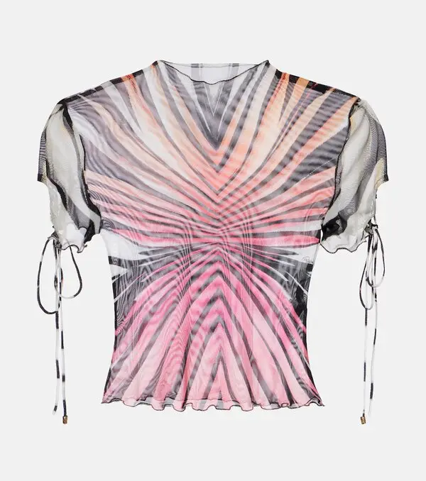 Roberto Cavalli Printed Mesh Top - Multicoloured