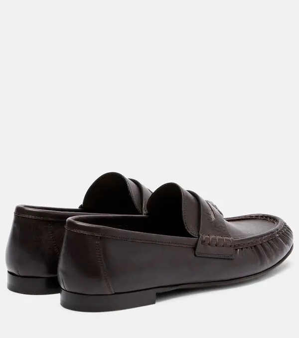 Brunello Cucinelli Monili Leather Penny Loafers