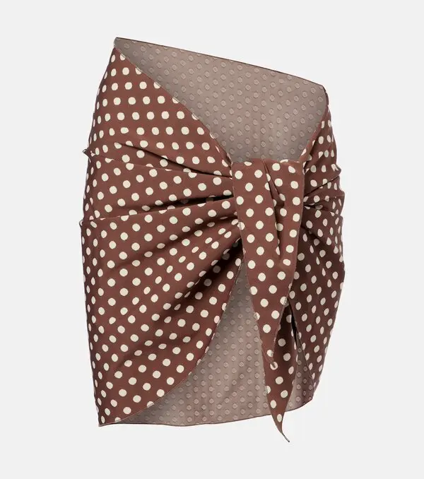 MONTCE Draped Polka-dot Beach Cover-up