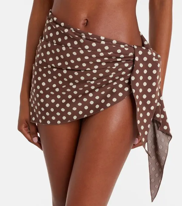MONTCE Draped Polka-dot Beach Cover-up