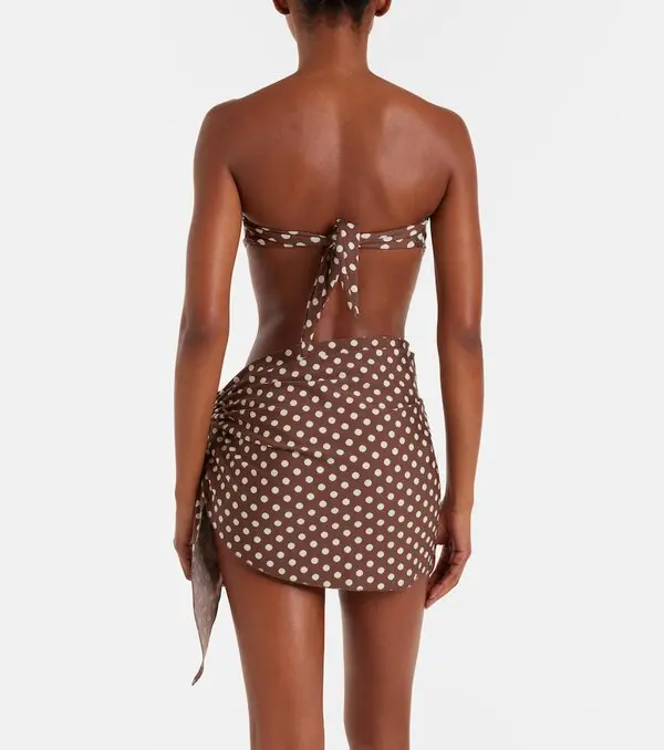 MONTCE Draped Polka-dot Beach Cover-up