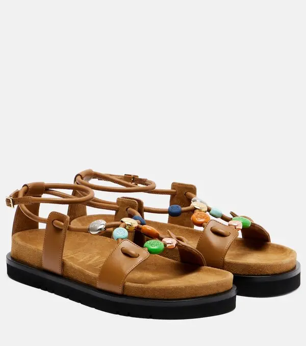 Loewe Leather Sandals - Brown