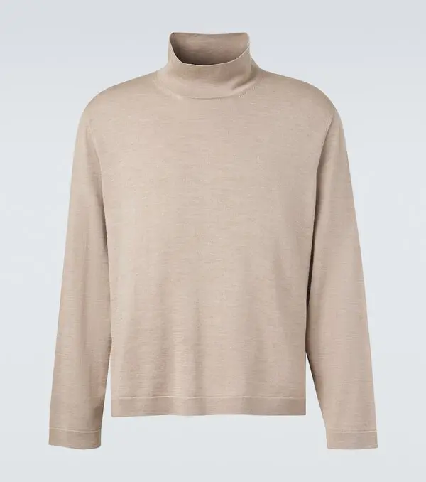 STOFFA Wool And Silk Turtleneck Sweater - Beige