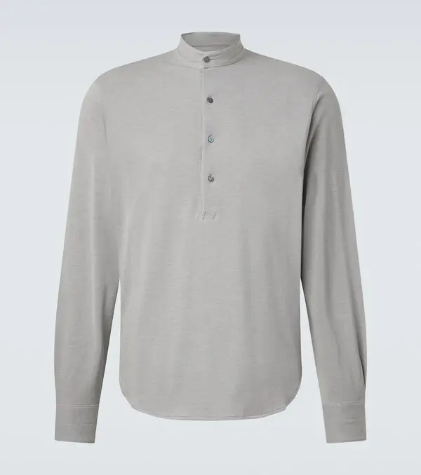 STOFFA Stòffa Cotton And Silk Henley Shirt - Grey