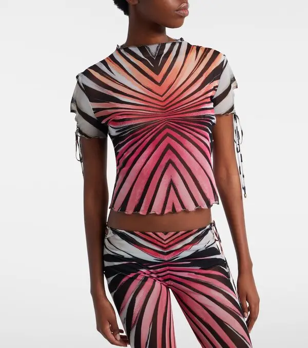 Roberto Cavalli Printed Mesh Top