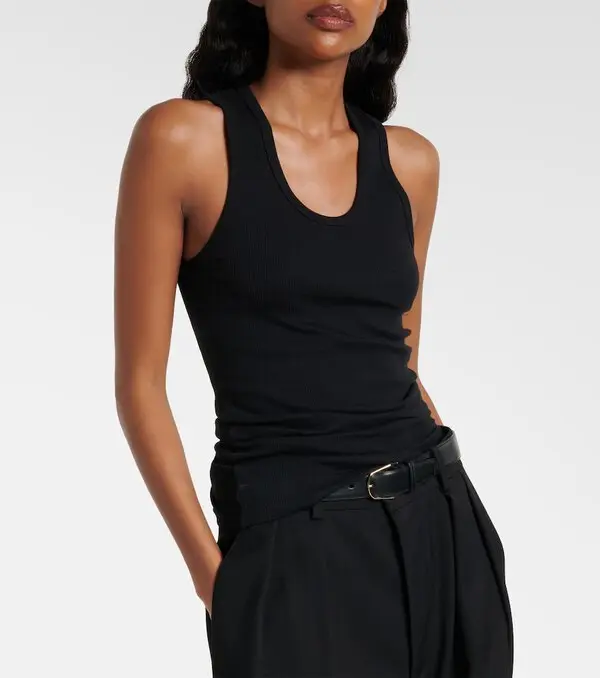 Wardrobe.NYC Ribbed Cotton Jersey Tank Top - Black