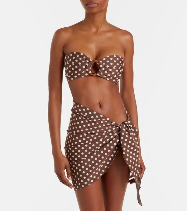 MONTCE Draped Polka-dot Beach Cover-up