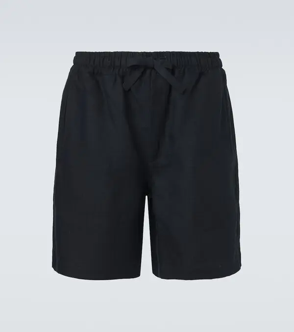 SAMAN AMEL Navy Linen Shorts - Blue