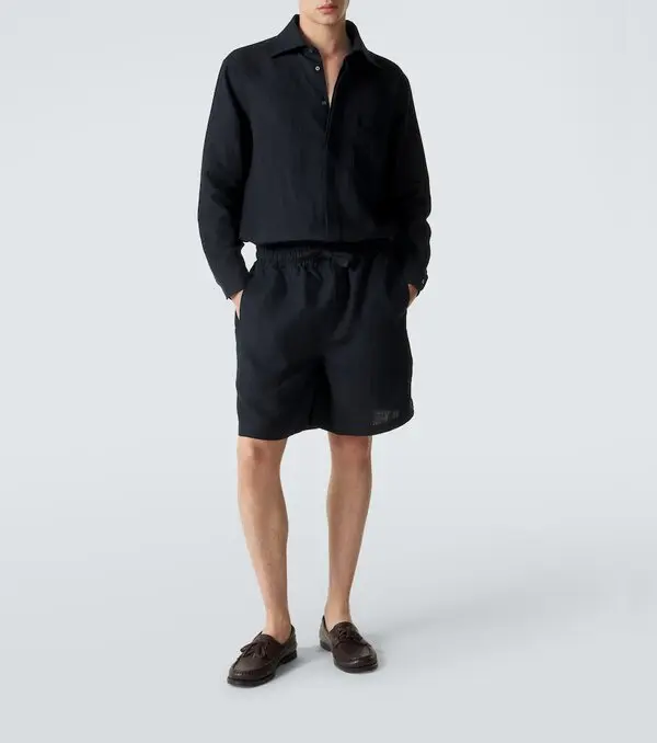 SAMAN AMEL Linen Shorts