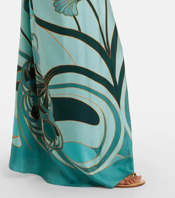 La DoubleJ Blooming Tulip Placée One-shoulder Silk Maxi Dress