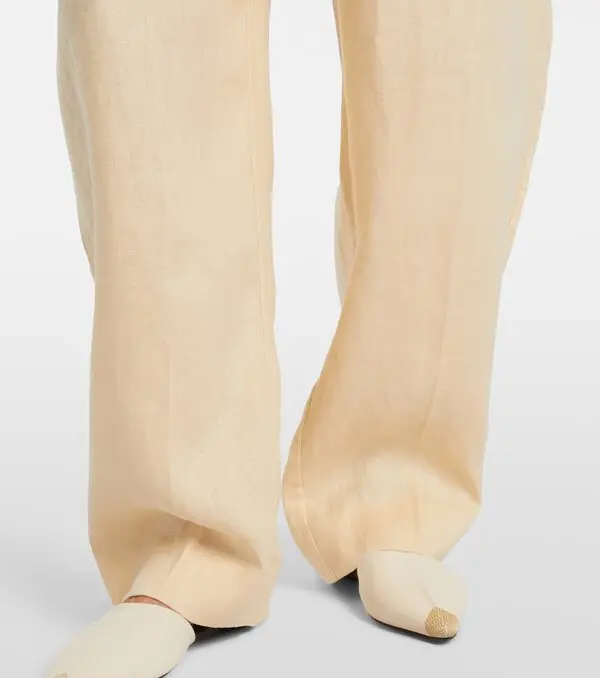 Posse Rio Pleated Linen Barrel-leg Pants - Beige
