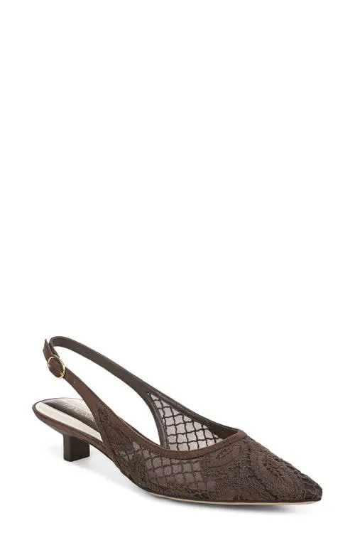 Franco Sarto Pura Slingback Pointed Toe Kitten Heel Pump - Brown