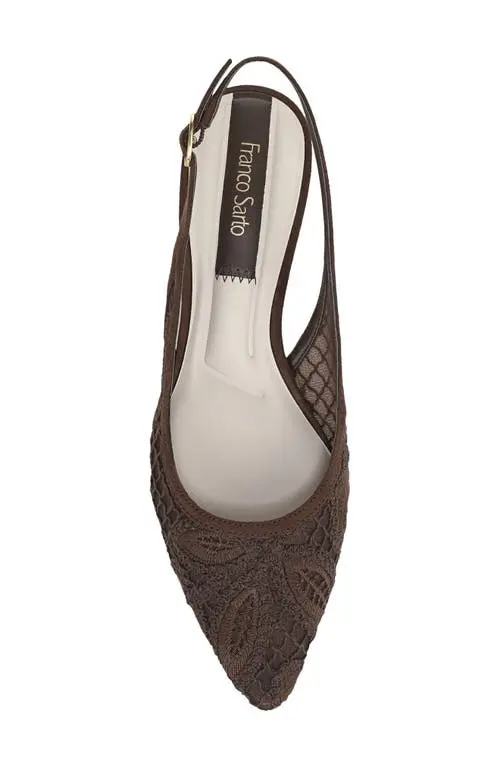 Franco Sarto Pura Slingback Pointed Toe Kitten Heel Pump - Brown