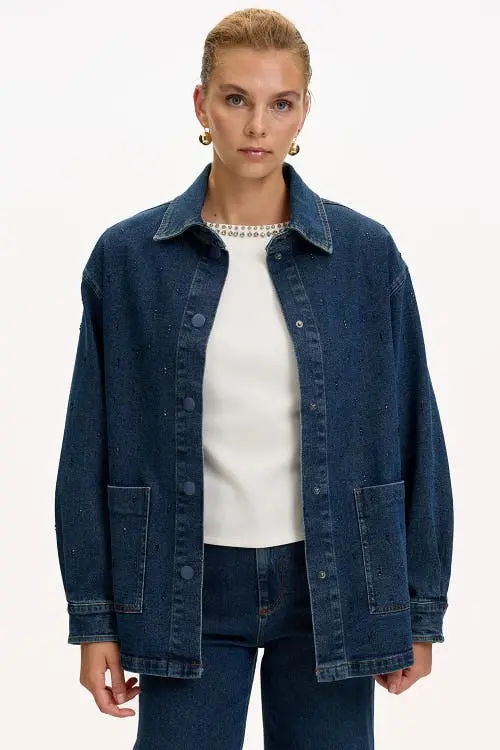 EXQUISE Jazmyne Embellished Denim Jacket