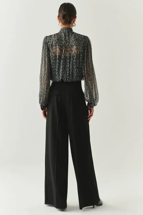 EXQUISE Nala Wide Leg Pocketed Pants - Black