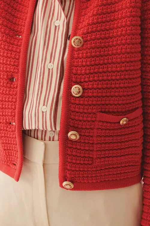 EXQUISE Joanna Essential Lightweight Knit Cardigan - Red