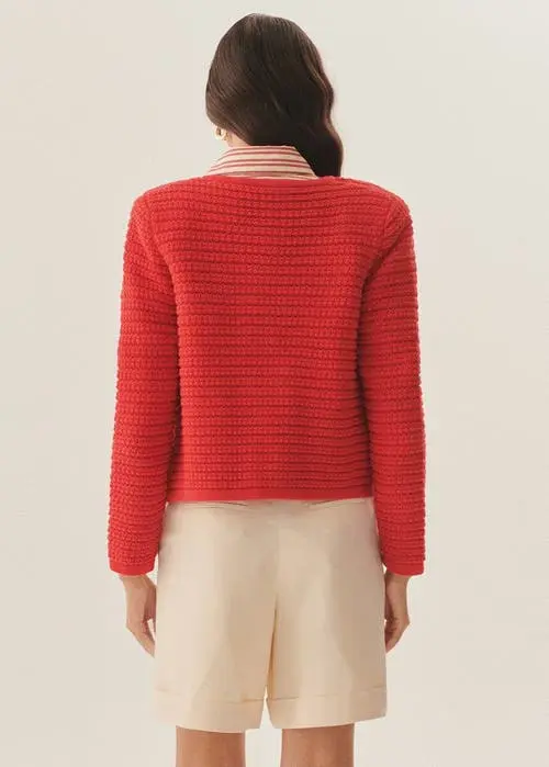 EXQUISE Joanna Essential Lightweight Knit Cardigan - Red