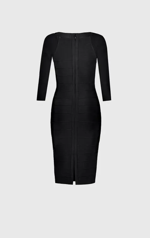 Herve Leger Square Neck Bandage Midi Dress