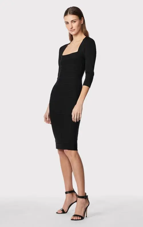 Herve Leger Square Neck Bandage Midi Dress