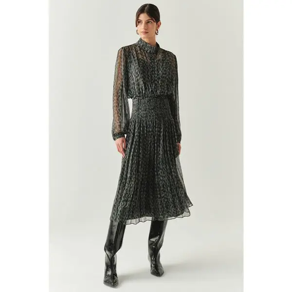 EXQUISE Vada Pleated Midi Skirt