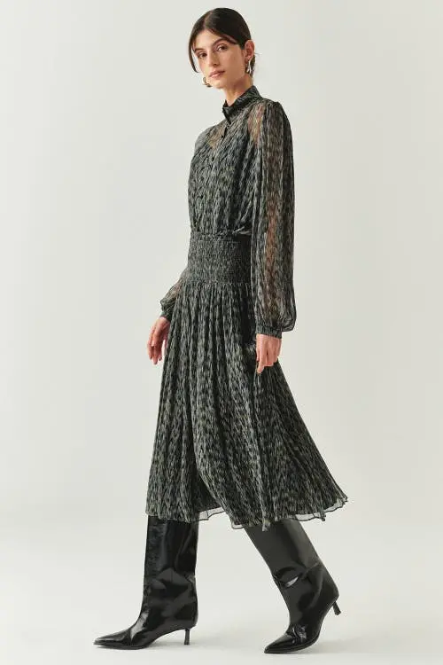 EXQUISE Vada Pleated Midi Skirt