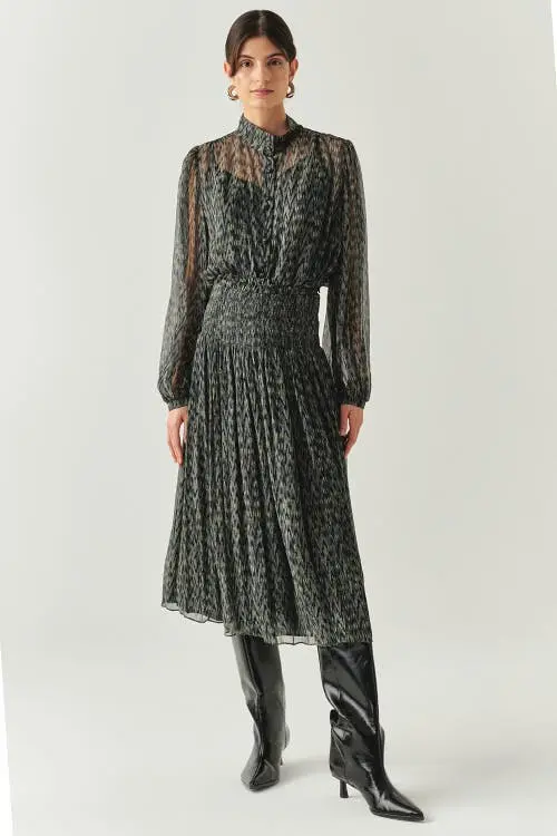 EXQUISE Vada Pleated Midi Skirt