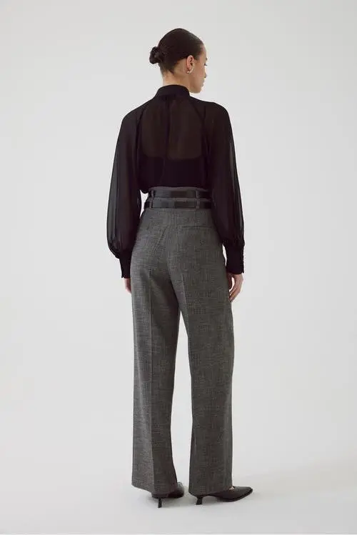 EXQUISE Belted Wide-leg Trousers