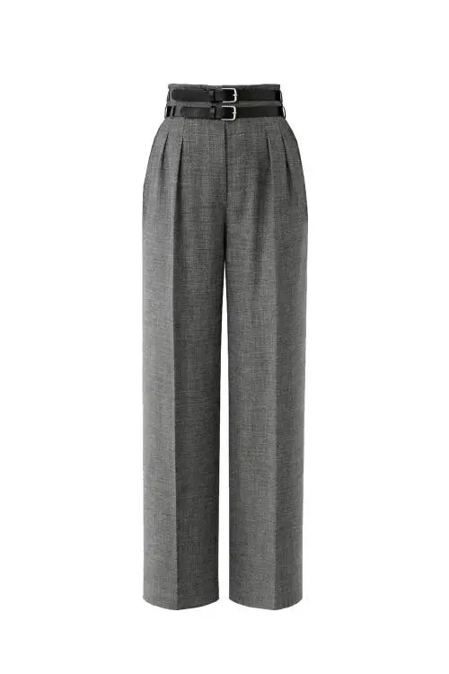 EXQUISE Belted Wide-leg Trousers