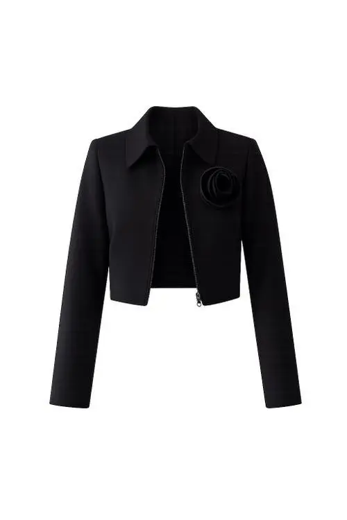 EXQUISE Rose Embellished Zip-up Jacket