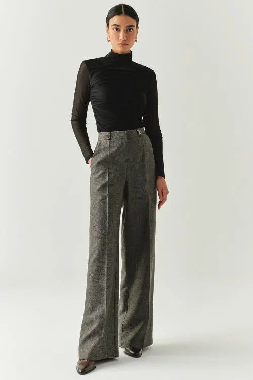EXQUISE Wide Leg Pocketed Pants - Grey