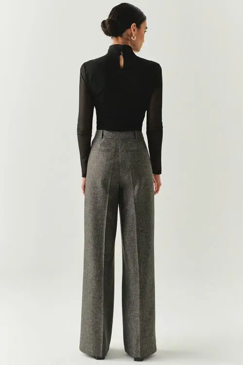 EXQUISE Wide Leg Pocketed Pants - Grey