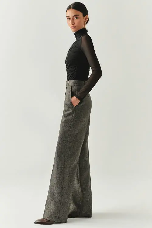EXQUISE Wide Leg Pocketed Pants - Grey