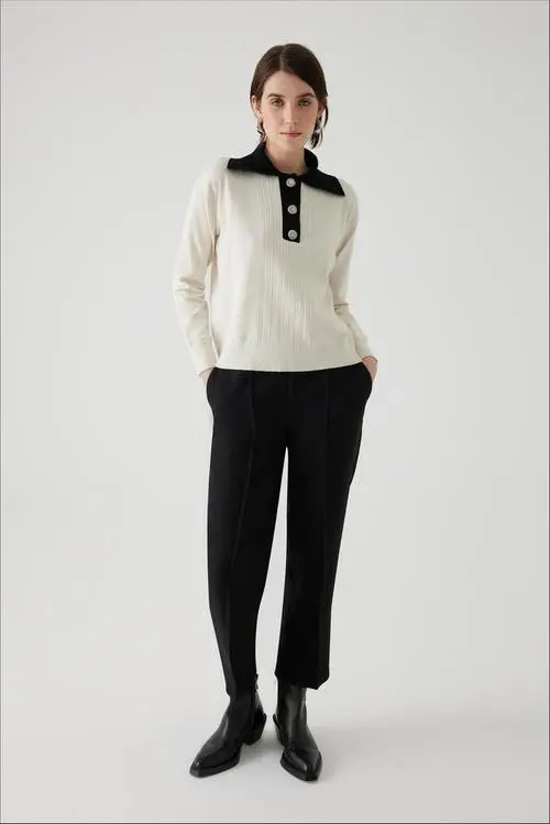 EXQUISE Wide Leg Straight Pants - Black