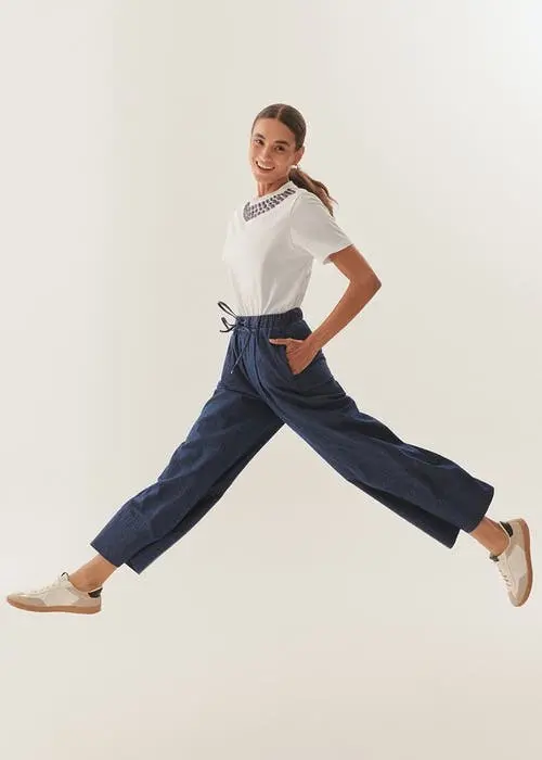 EXQUISE Esmeralda Drawstring Palazzo Pants