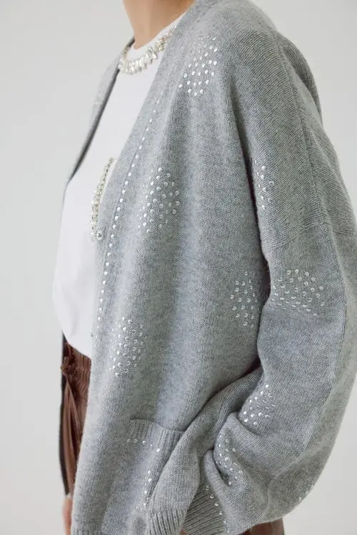 EXQUISE Asher Sequin Printed Cashmere Blend Cardigan