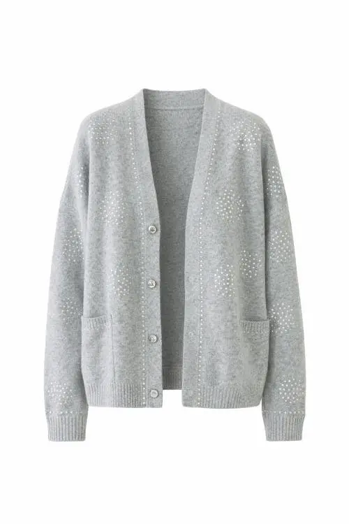 EXQUISE Asher Sequin Printed Cashmere Blend Cardigan
