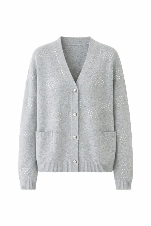 EXQUISE Asher Sequin Printed Cashmere Blend Cardigan