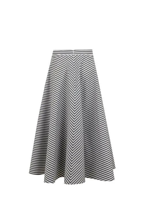 EXQUISE Textured Midi Flared Skirt