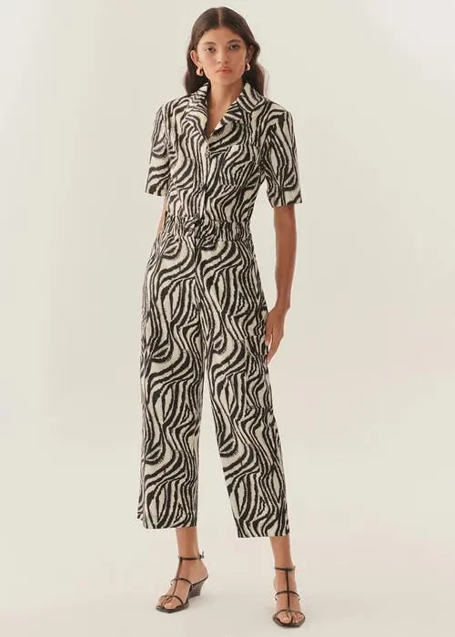 EXQUISE Marley Zebra Print Cotton Pants