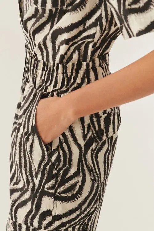 EXQUISE Marley Zebra Print Cotton Pants