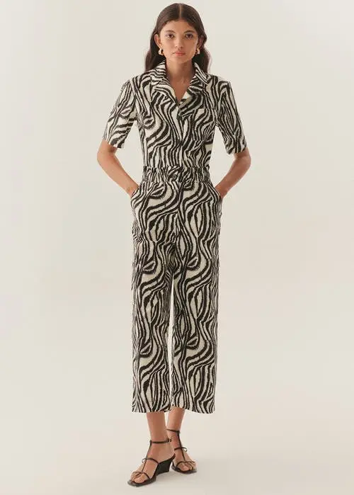 EXQUISE Marley Zebra Print Cotton Pants