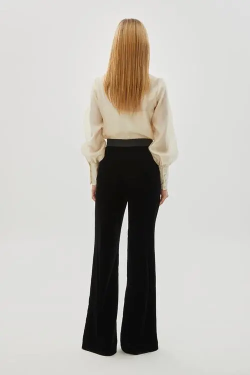 EXQUISE Velvet Straight-leg Trousers