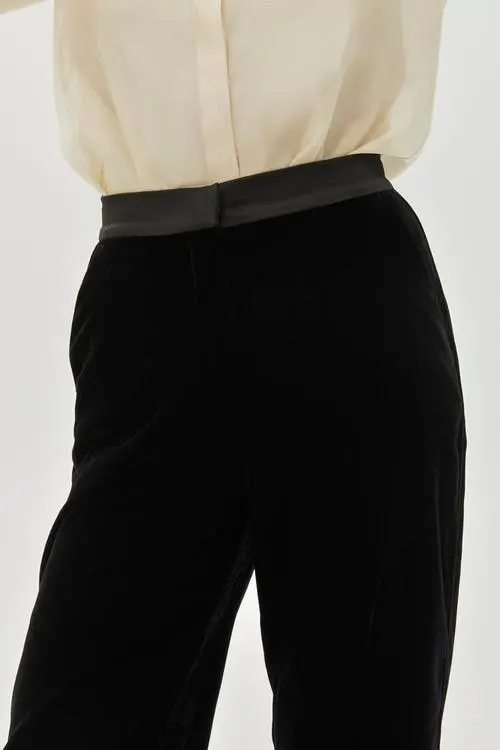 EXQUISE Velvet Straight-leg Trousers