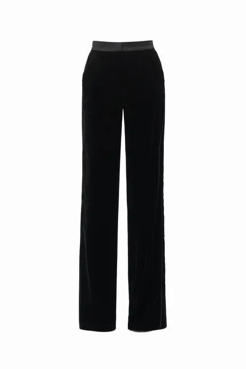 EXQUISE Velvet Straight-leg Trousers