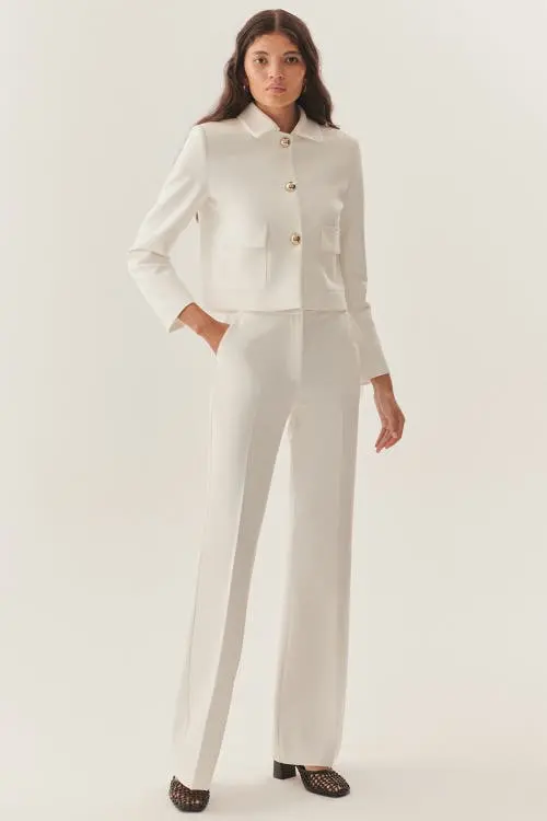 EXQUISE Tessa Cropped Jacket With Gold Button Detail