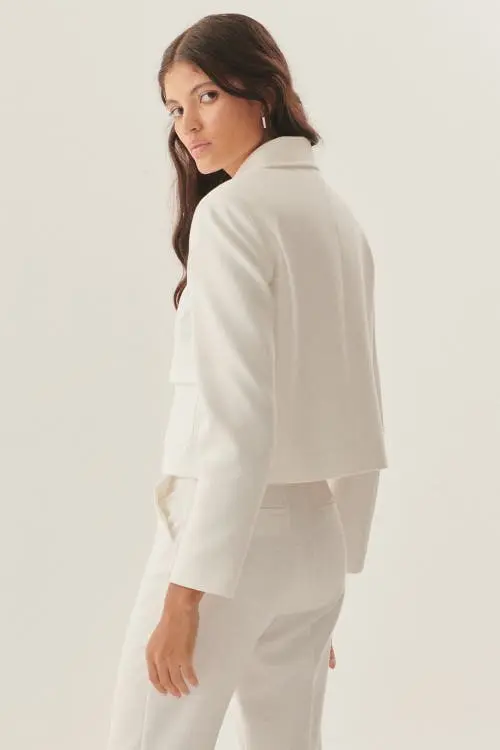 EXQUISE Tessa Cropped Jacket With Gold Button Detail